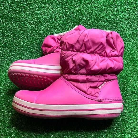 CROCS | Shoes | Crocs Winter Puff Boot Pomegranate Pink Rubber Puffer ...